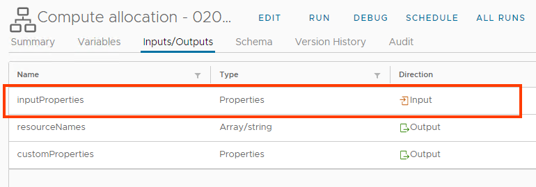 Quick Hint Input Parameters In Vrealize Orchestrator 8 Payload